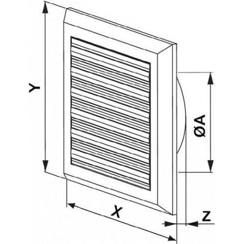 Вентиляционная решетка с заслонкой GRT78, 175x175 мм, Ø125 мм | el-vent ...